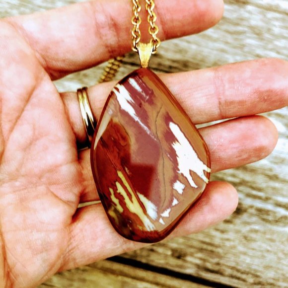 Jewelry | Vintage Brown Tan Agate Slice Pendant Striped | Poshmark